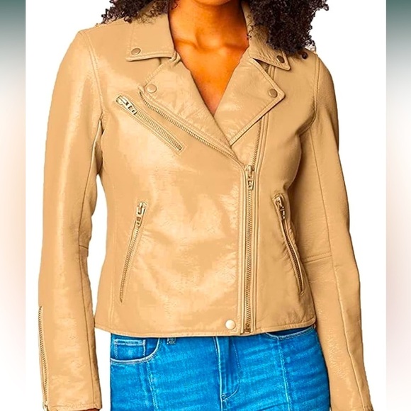 Blank NYC | Jackets & Coats | Blank Nyc Vegan Leather Moto Jacket Beige ...